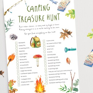 Camping Treasure Hunt for Kids Outdoor Scavenger Hunt Game | Etsy