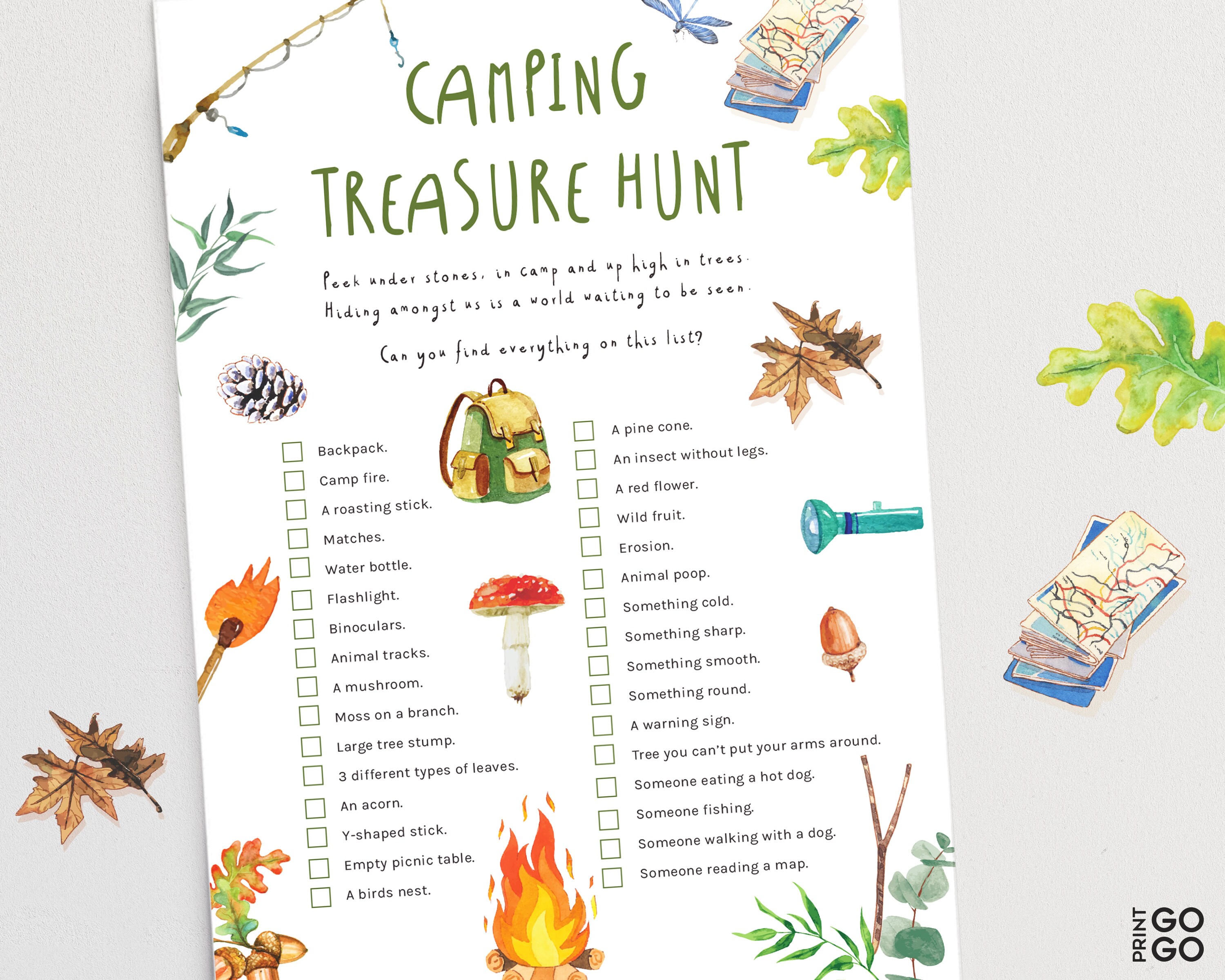 Camping Treasure Hunt for Kids Outdoor Scavenger Hunt Game - Etsy