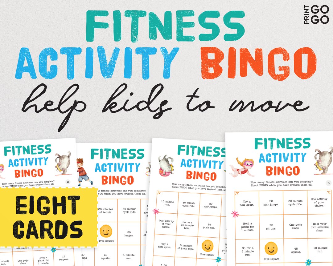 Fitness Activity Bingo Cards the Fun Exercise Game for Kids - Etsy