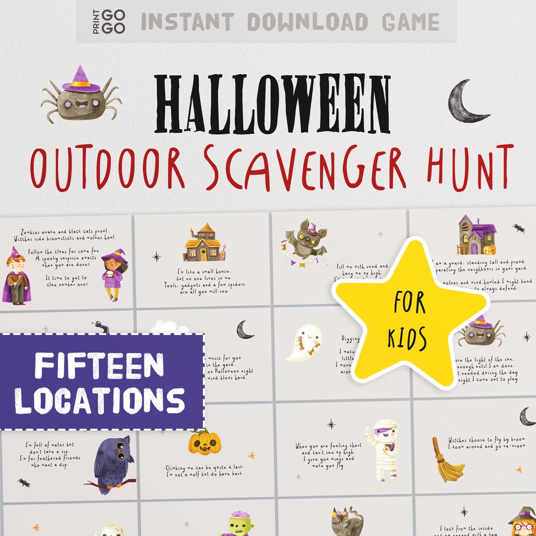 Outdoor Halloween Scavenger Hunt Game for Kids | Halloween Party Game ...