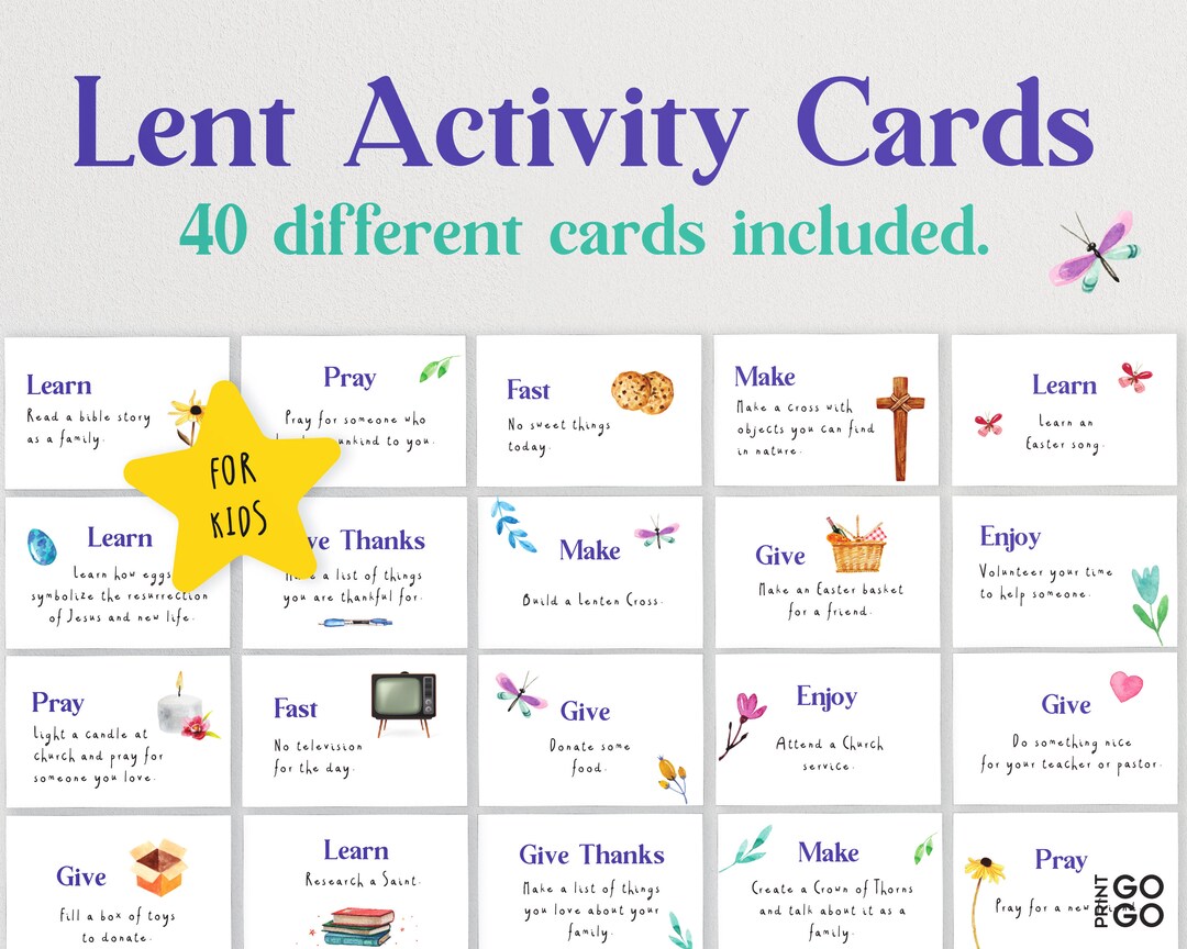 40 Lent Activity Cards Lenten Activities for Children Home - Etsy
