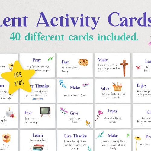 40 Lent Activity Cards Lenten Activities for Children Home - Etsy