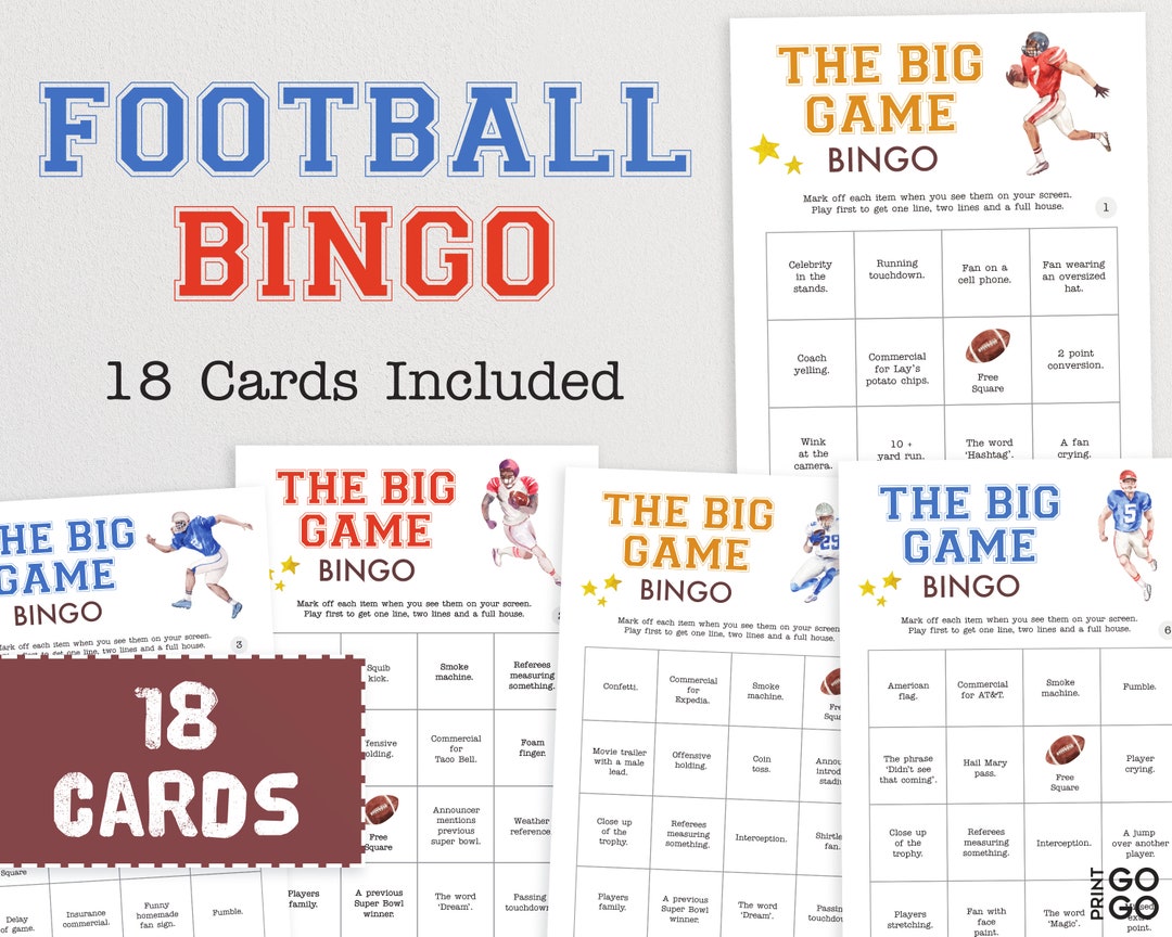 The Big Game Football Bingo Cards Football Party Game - Etsy