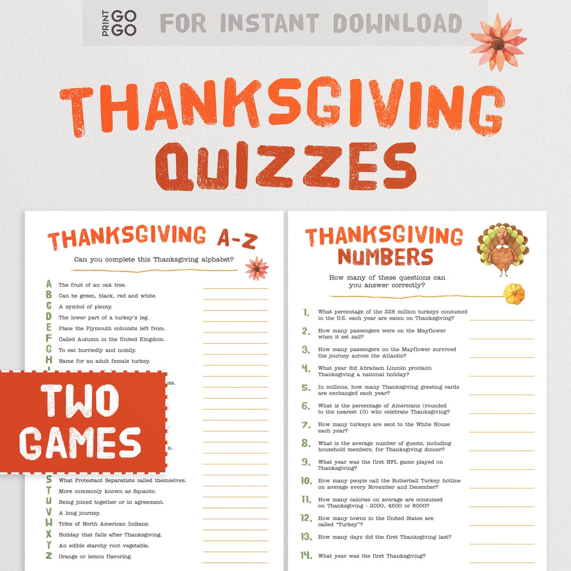 Thanksgiving Trivia Quizzes Test Your Holiday Knowledge With - Etsy