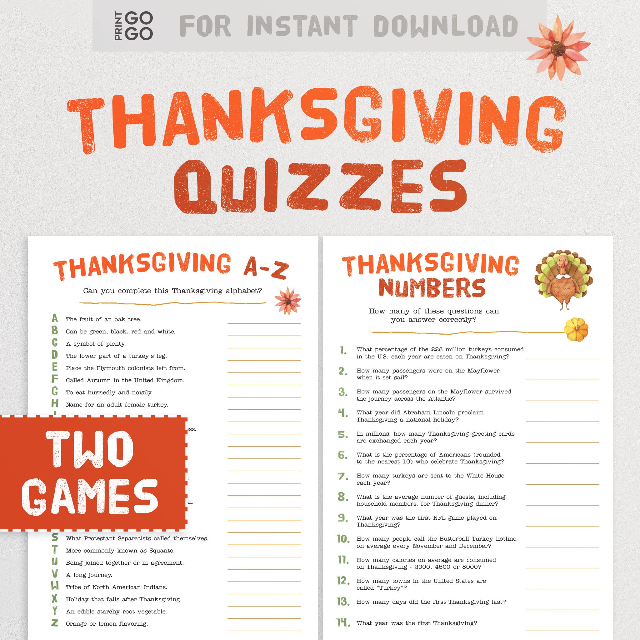 Thanksgiving Trivia Quizzes Test Your Holiday Knowledge With - Etsy