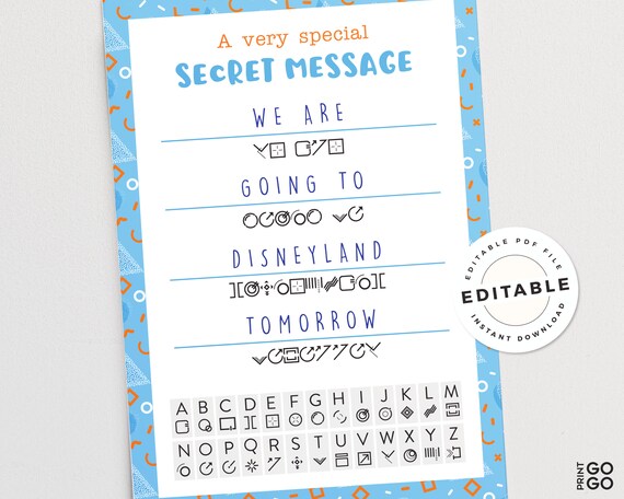 Editable Secret Message Secret Code for Kids Birthday - Etsy