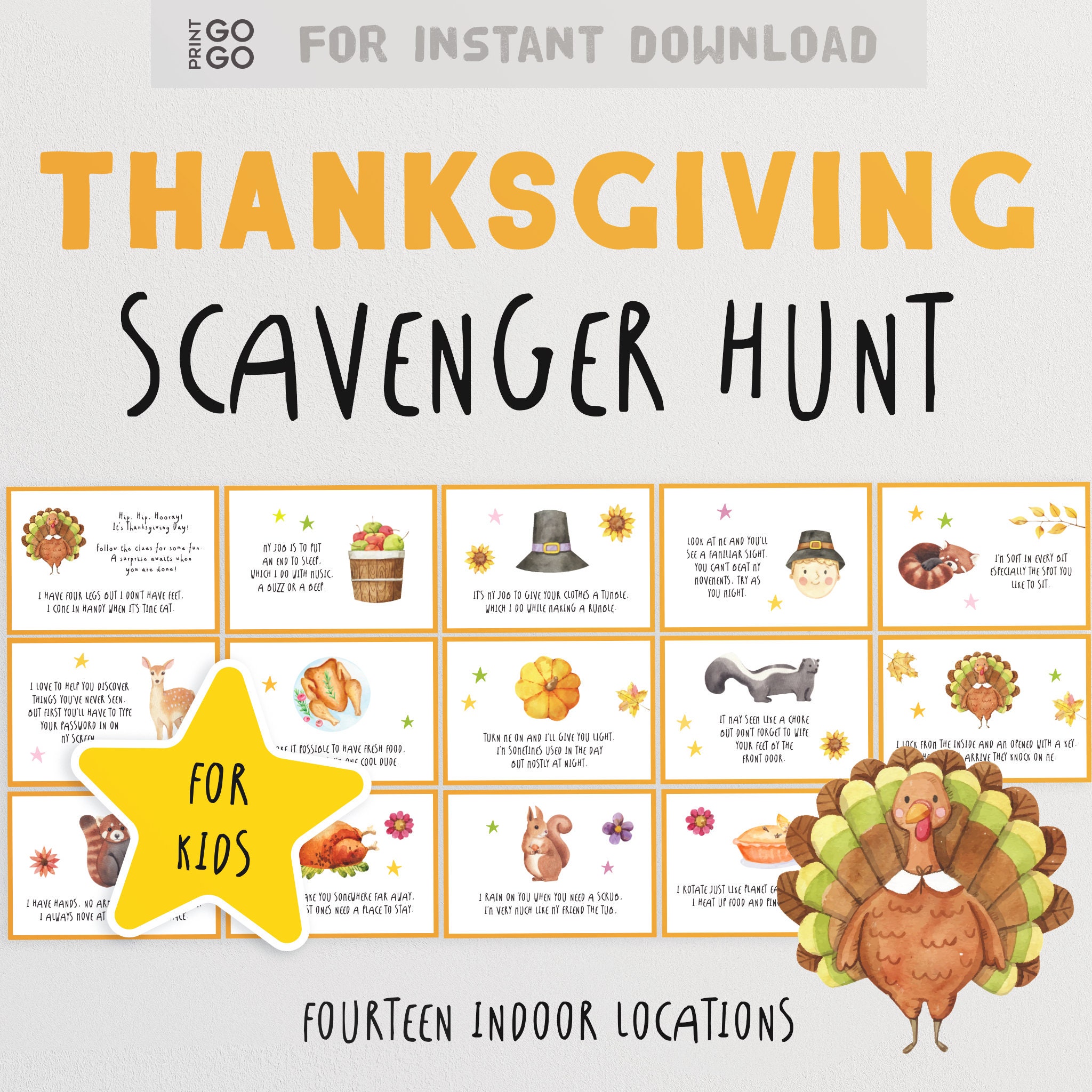 Thanksgiving Scavenger Hunt for Kids Thanksgiving Treasure - Etsy