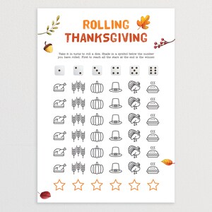 Rolling Thanksgiving Dice Game for Children | Thanksgiving Kids Dice ...