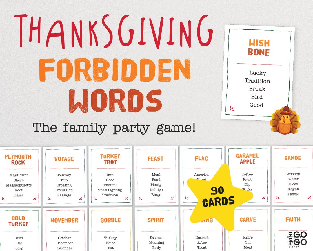 Thanksgiving Forbidden Words the Fun Quick Thinking Family - Etsy