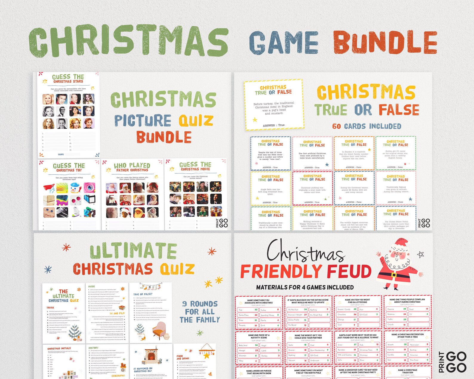 Christmas Game Bundle Family Christmas Games Christmas | Etsy UK