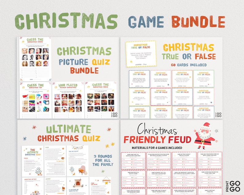Christmas Game Bundle Family Christmas Games Christmas | Etsy UK