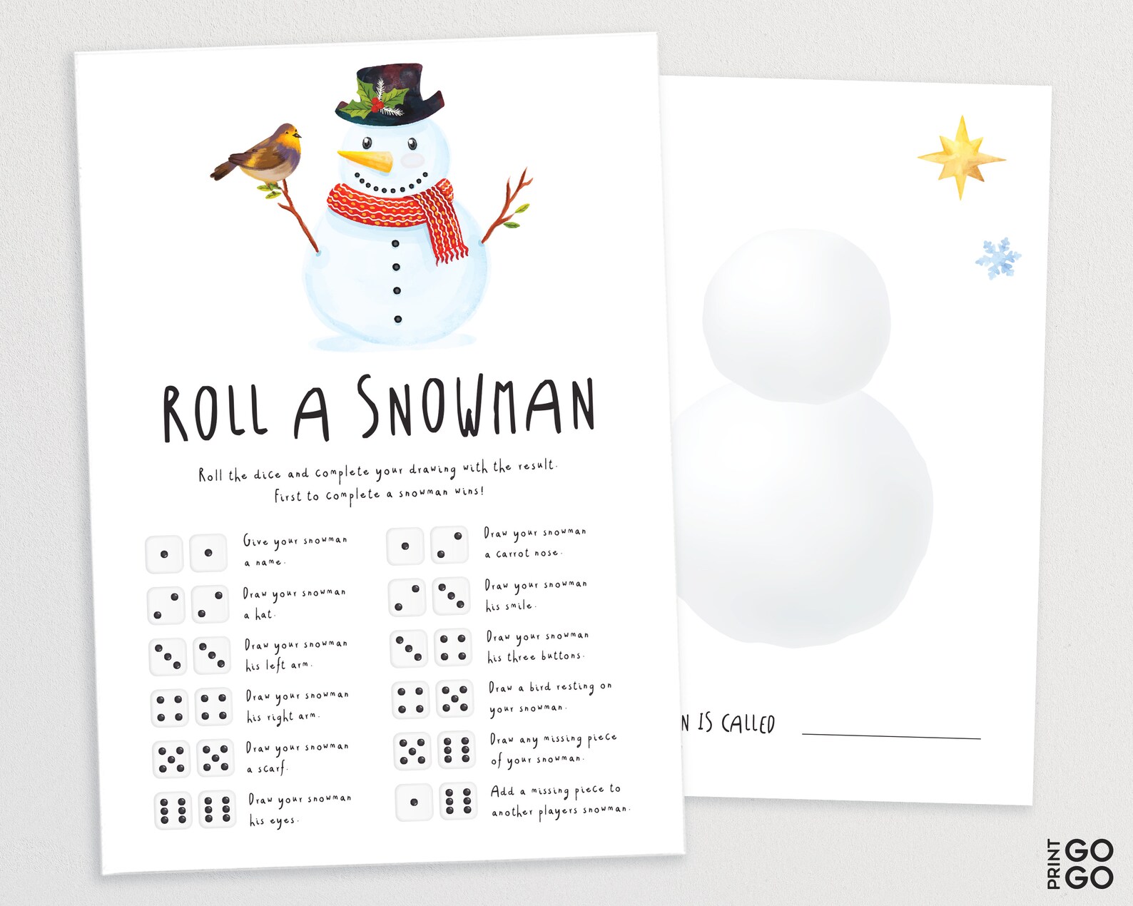 Christmas Roll A Snowman Dice Game Christmas Dice Game - Etsy