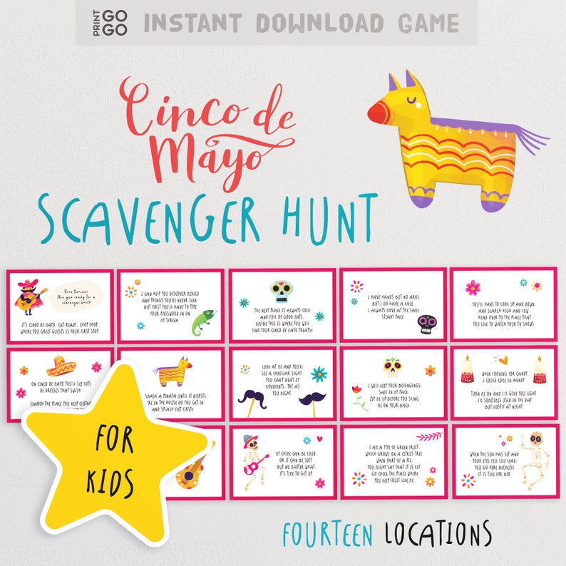 Cinco De Mayo Scavenger Hunt for Kids | Day of the Dead Treasure Hunt ...