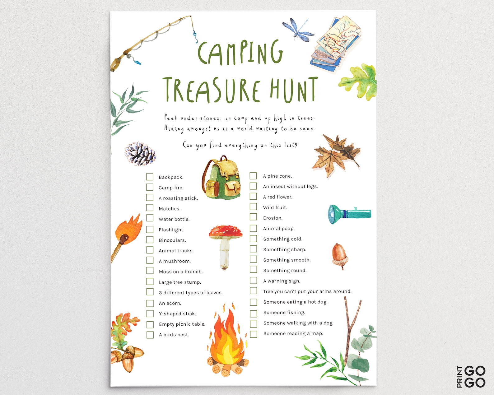Camping Treasure Hunt for Kids Outdoor Scavenger Hunt Game | Etsy