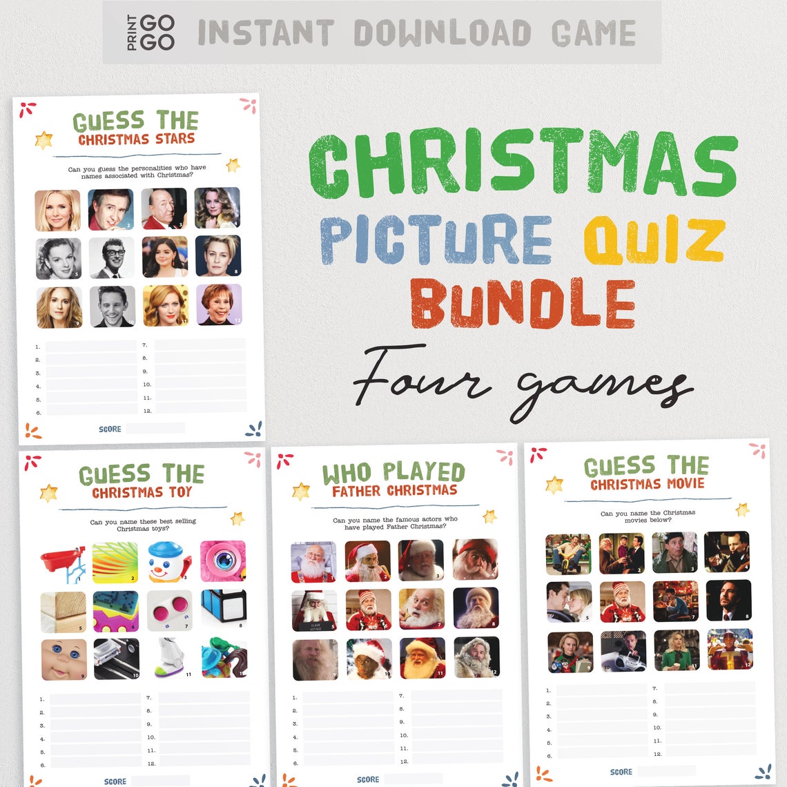 Christmas Picture Quiz Bundle - Four Pages of Fun Holiday Quizzing and ...