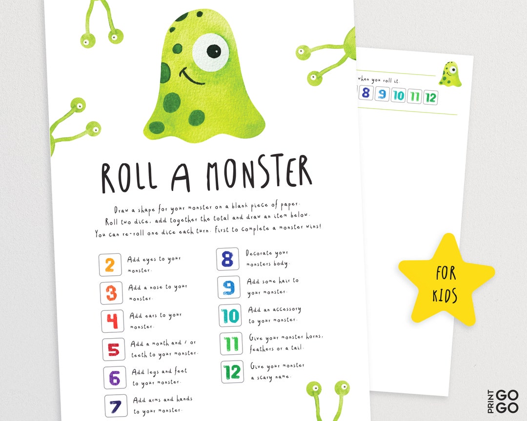 Halloween Roll A Monster Dice Game Halloween Printable Dice - Etsy
