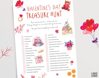 Valentine's Scavenger Hunt for Kids Valentines Treasure | Etsy