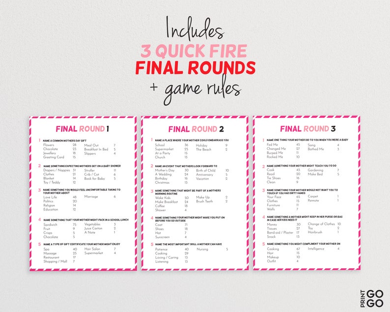 Mother's Day Friendly Feud Game - the Hilarious Party Game of Guessing ...