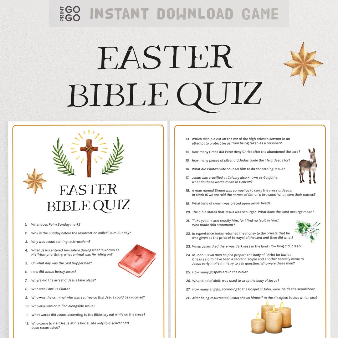 Easter Bible Quiz | Easter Trivia Night | Easter Activity | Religion ...