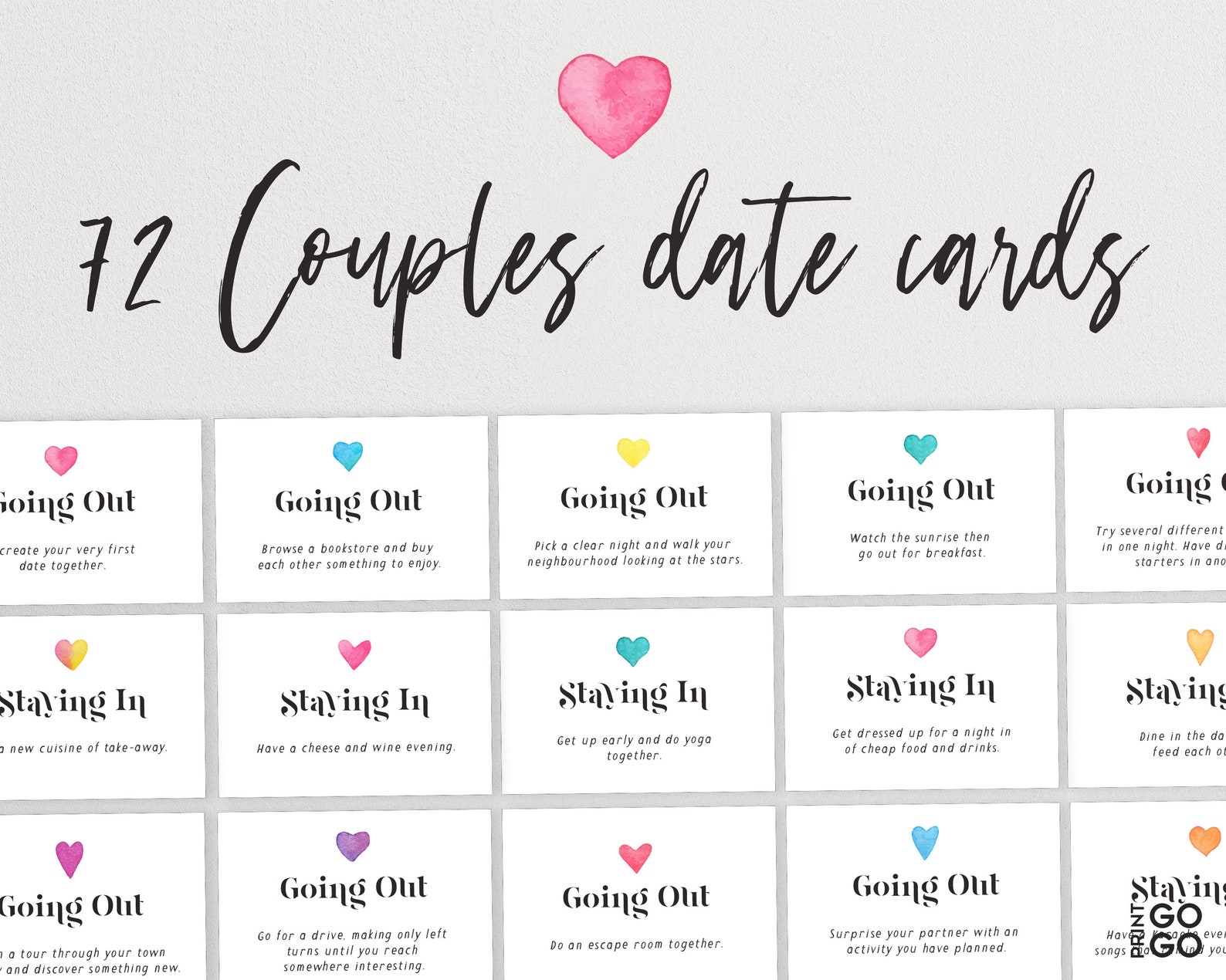 72 Couples Date Cards A Year of Date Night Idea Cards - Etsy UK