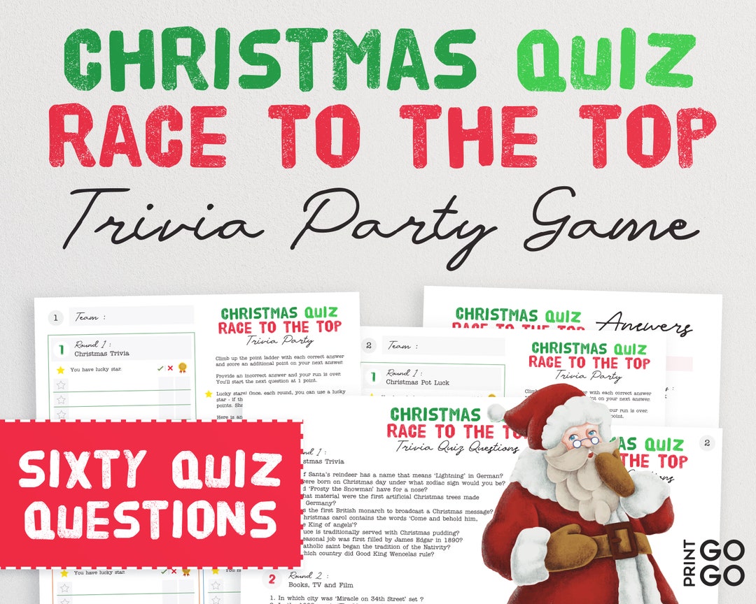 Christmas Trivia Quiz : Race to the Top Test Your Holiday - Etsy