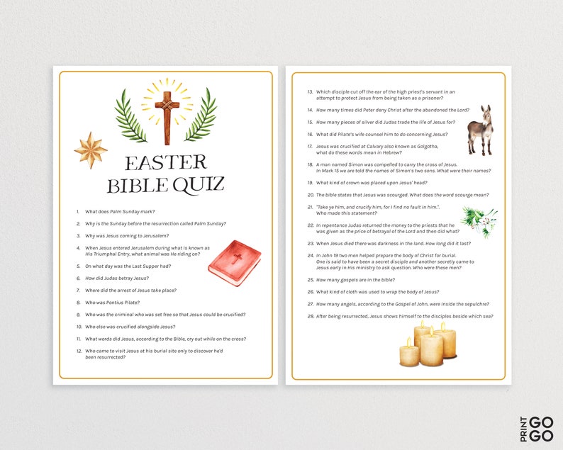 Easter Bible Quiz | Easter Trivia Night | Easter Activity | Religion ...