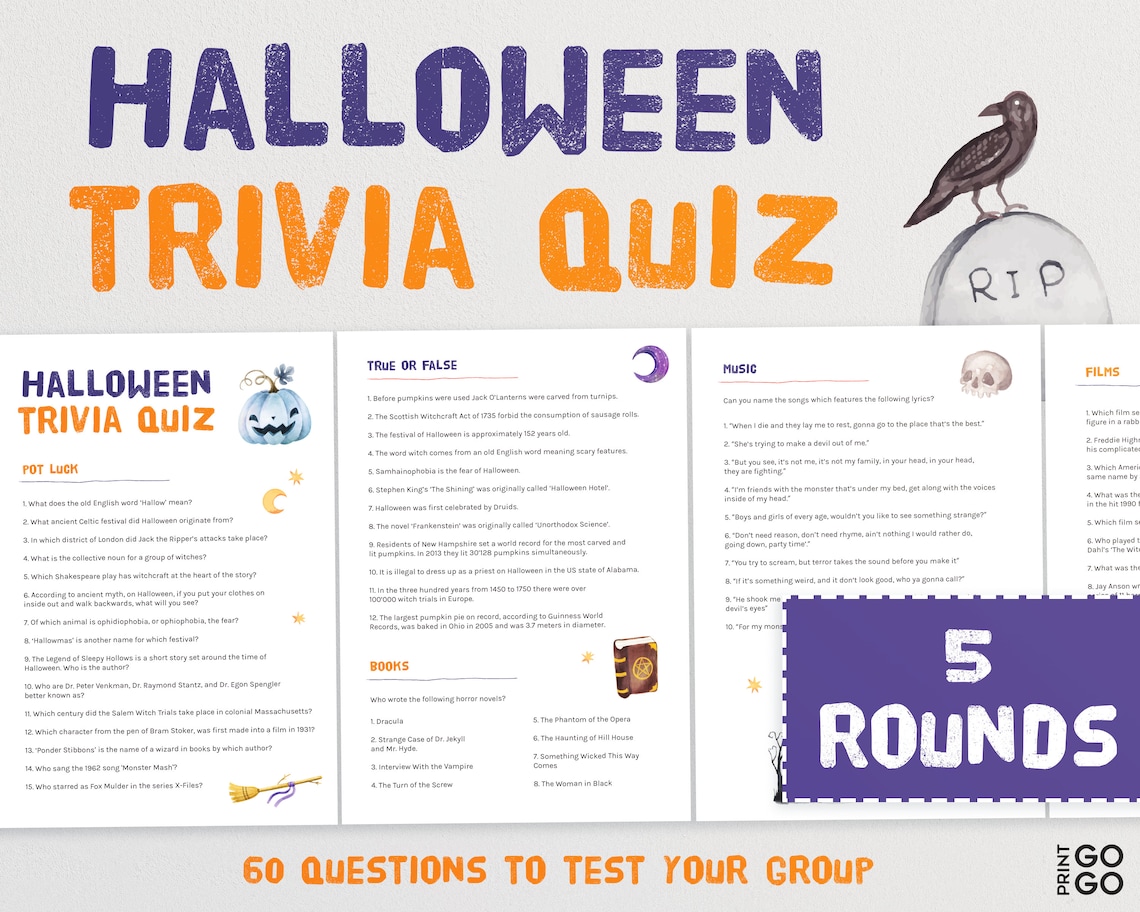 Halloween Trivia Quiz 60 Spooktacular General Knowledge Quiz - Etsy