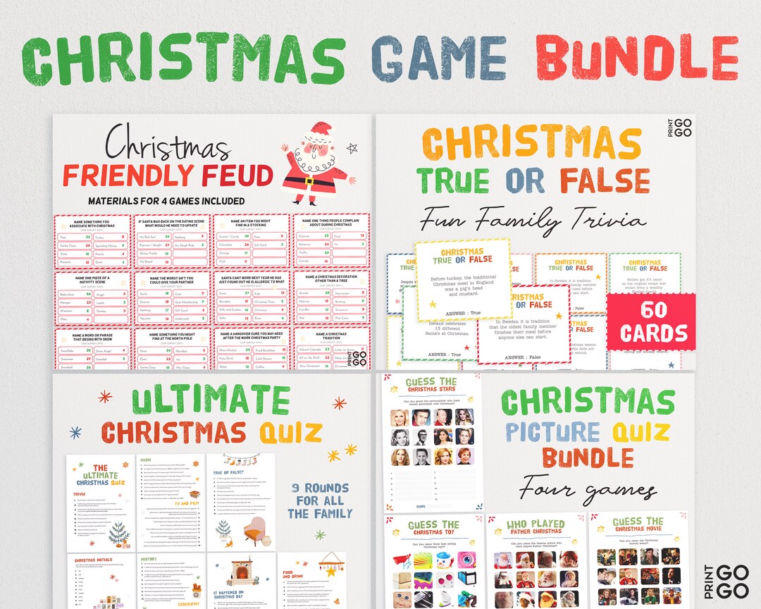 Christmas Game Bundle Family Christmas Games Christmas - Etsy