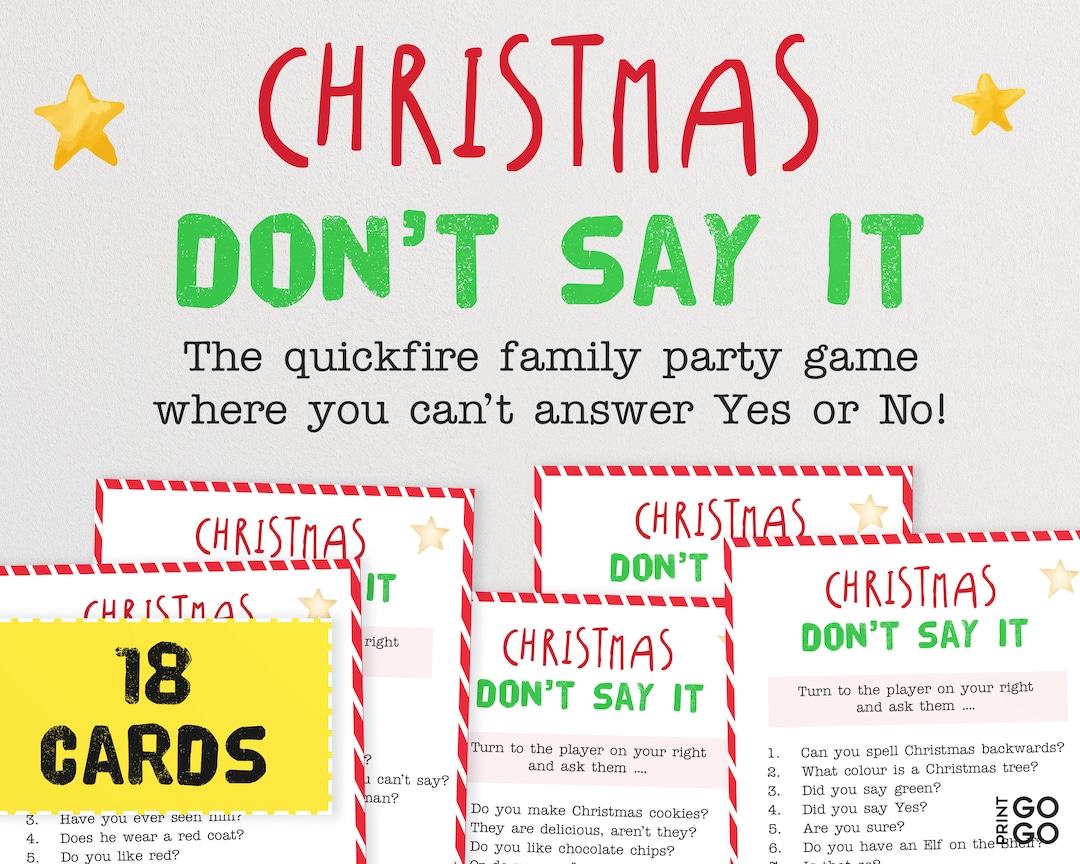 Christmas Don't Say It the Quick Fire Family Party Game - Etsy