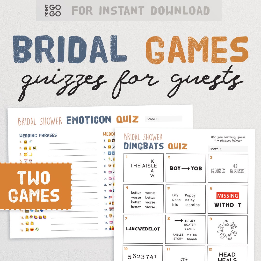 Bridal Shower Quiz Bundle - Fun Printable Brain Teaser Puzzles for ...