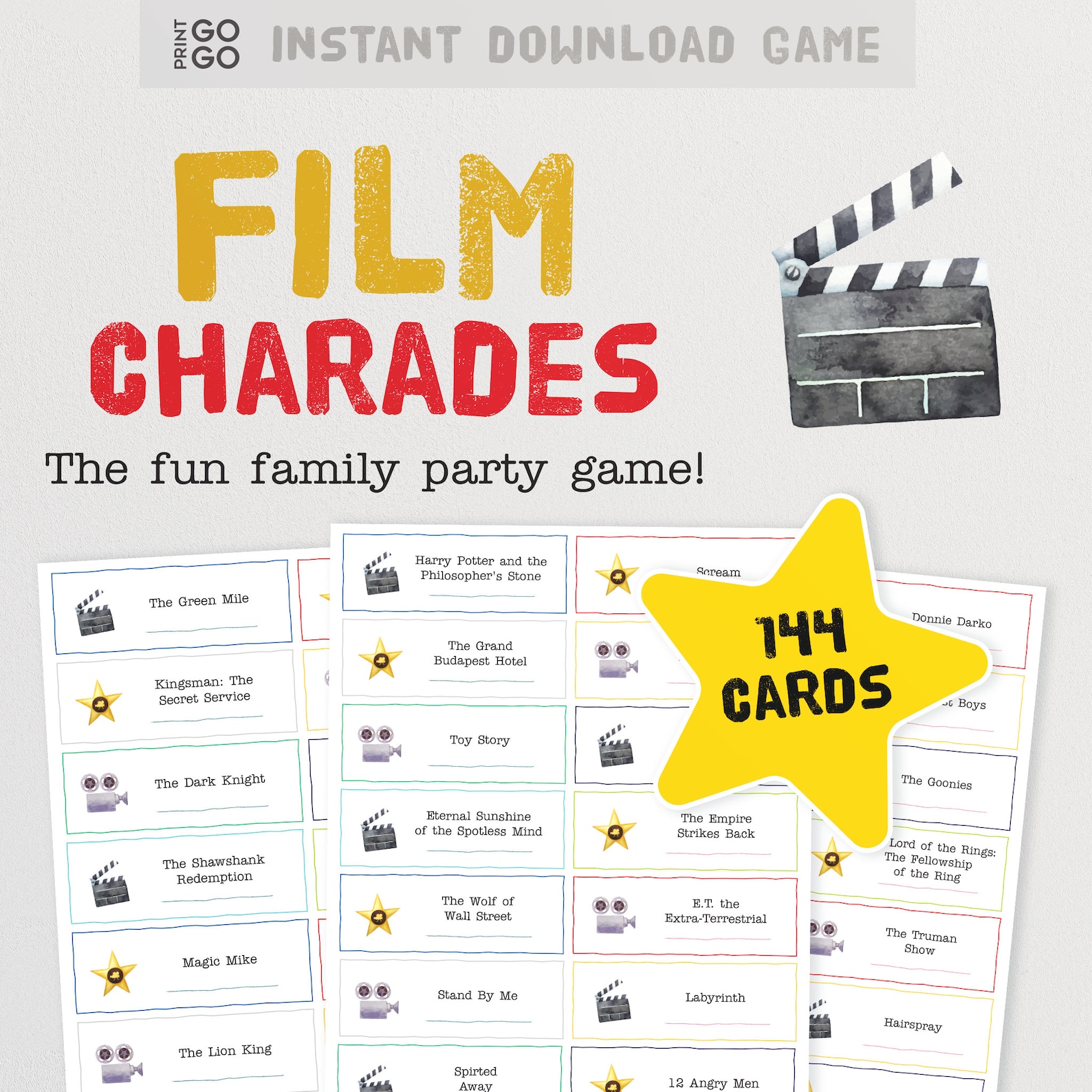 Film Charade Cards - the Fun Family Party Game of Acting Out and ...
