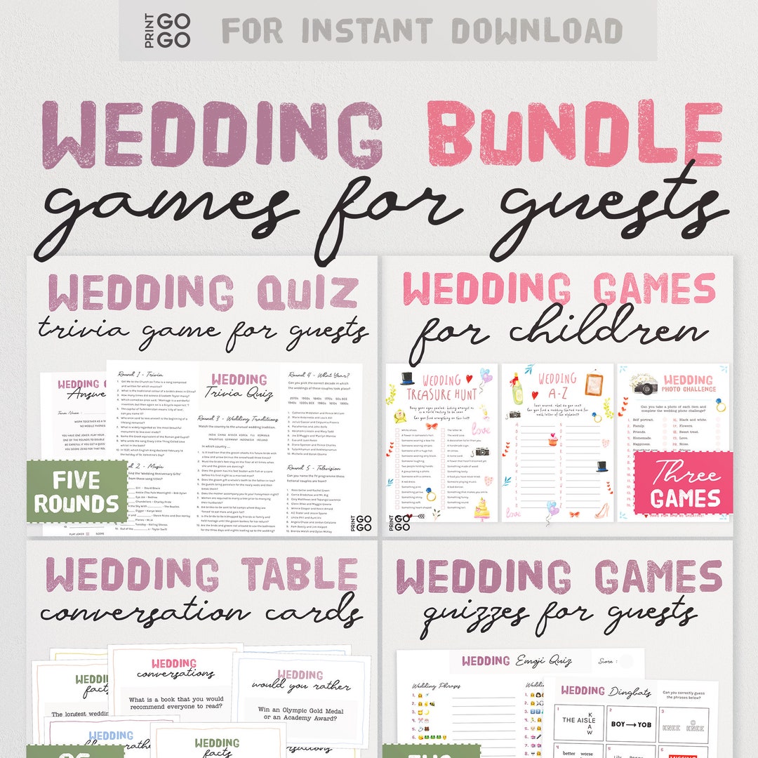 Wedding Game Bundle - Fun Printable Ice Breaker Games and Activities to ...