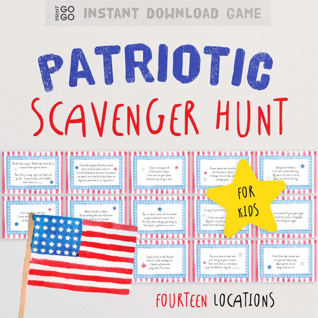 Patriotic Scavenger Hunt for Kids | Fourth of July Treasure Hunt for ...