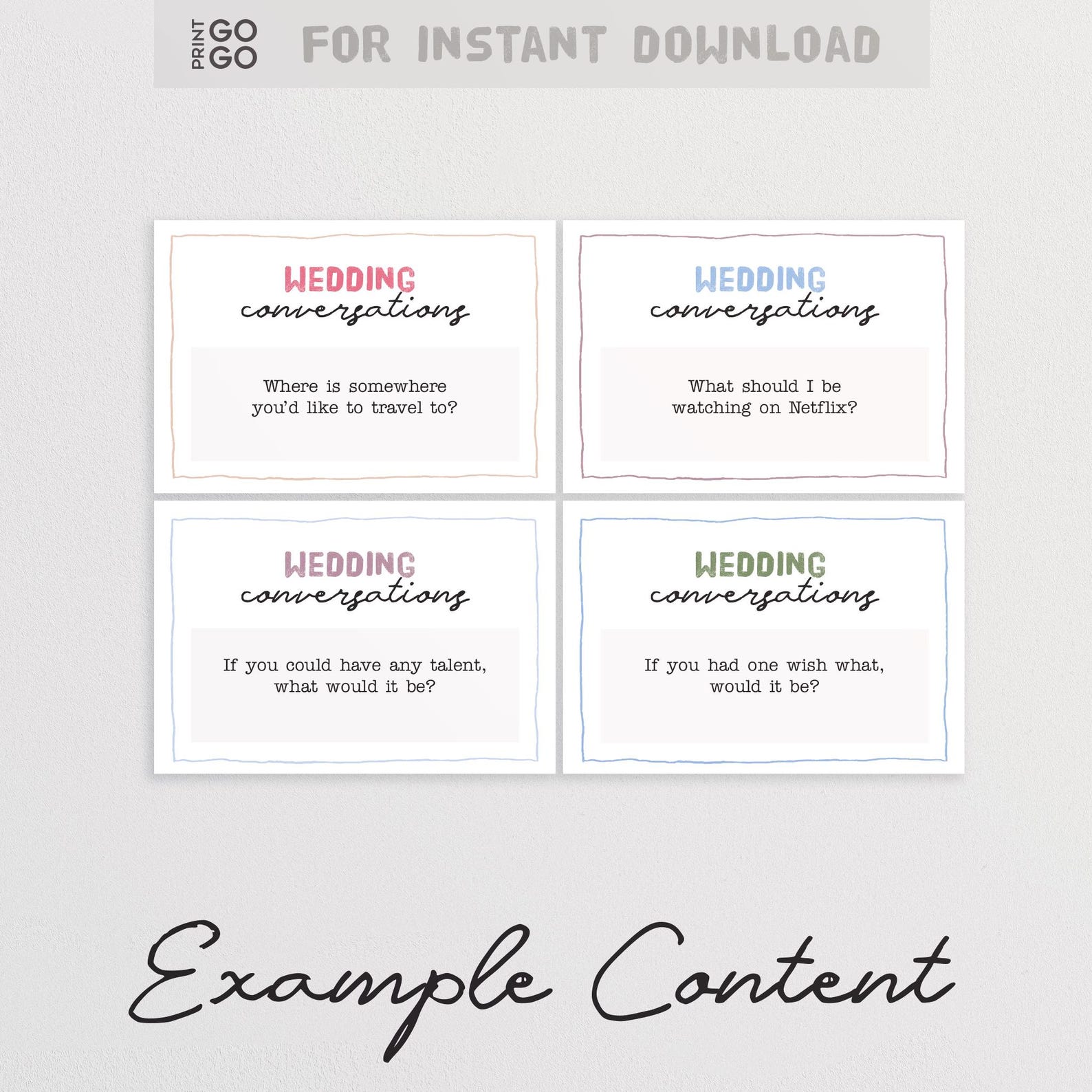 96 Wedding Table Conversation Cards - Ice Breaker Activity for Your ...