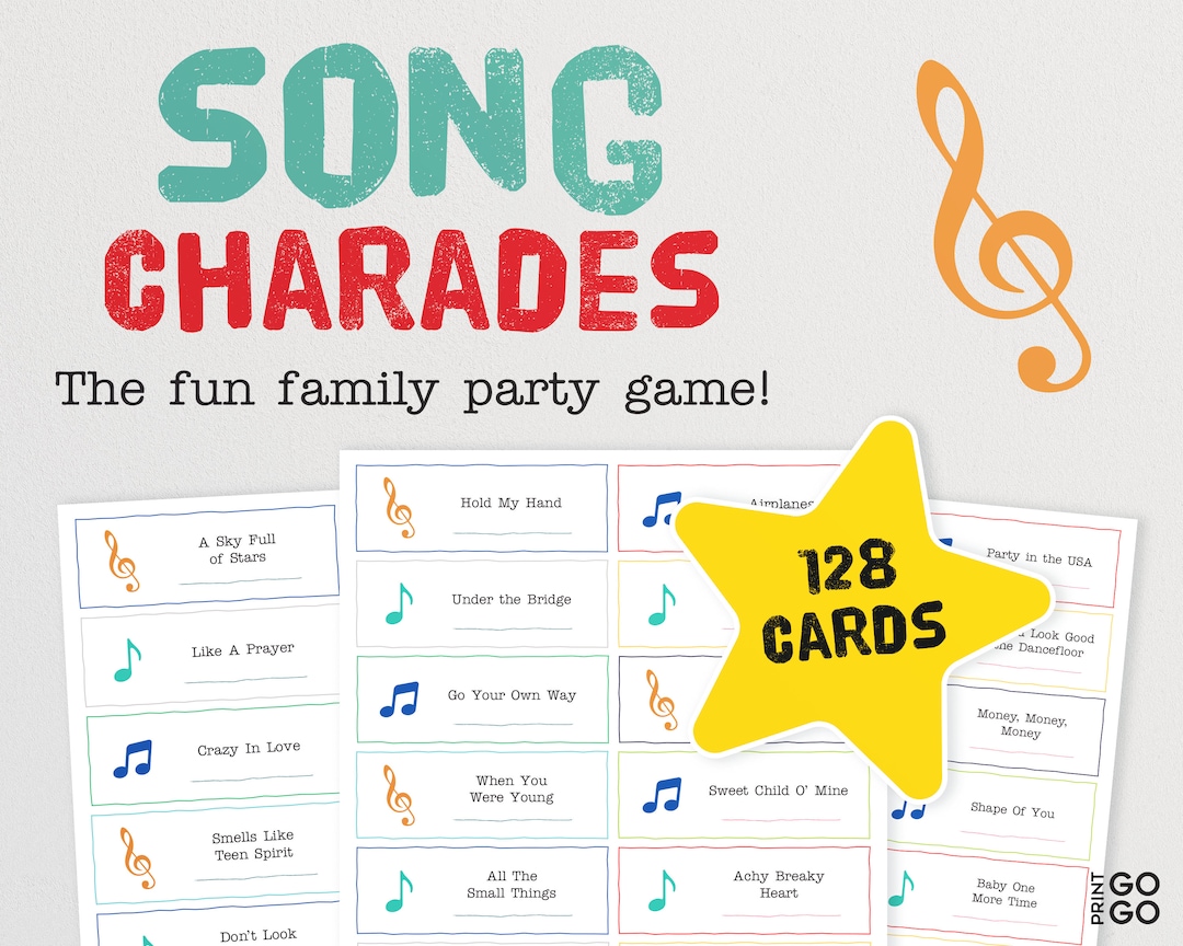 Song Charade Cards the Fun Family Party Game of Acting Out - Etsy