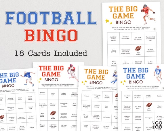 The Big Game Football Bingo Cards Football Party Game | Etsy