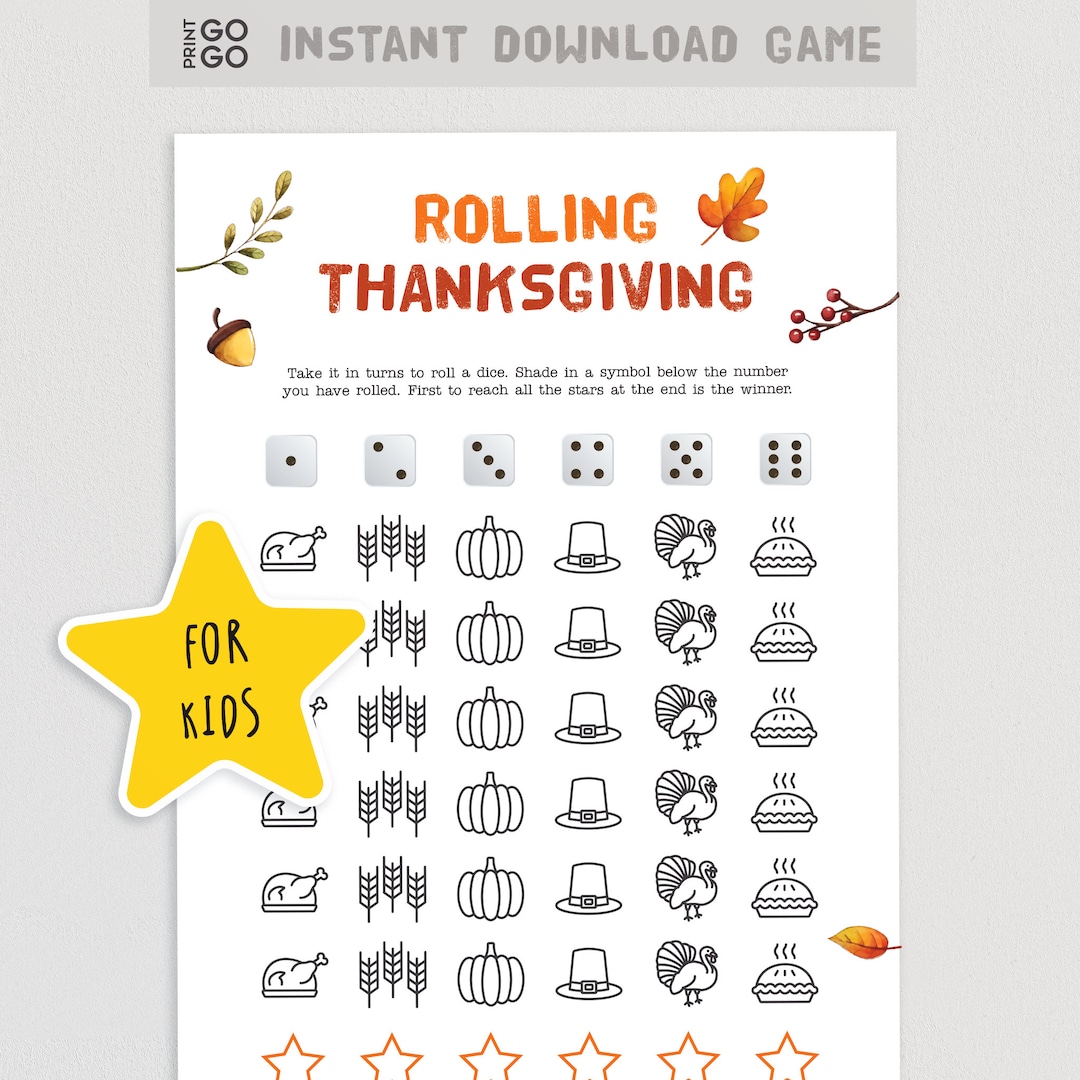 Rolling Thanksgiving Dice Game for Children | Thanksgiving Kids Dice ...