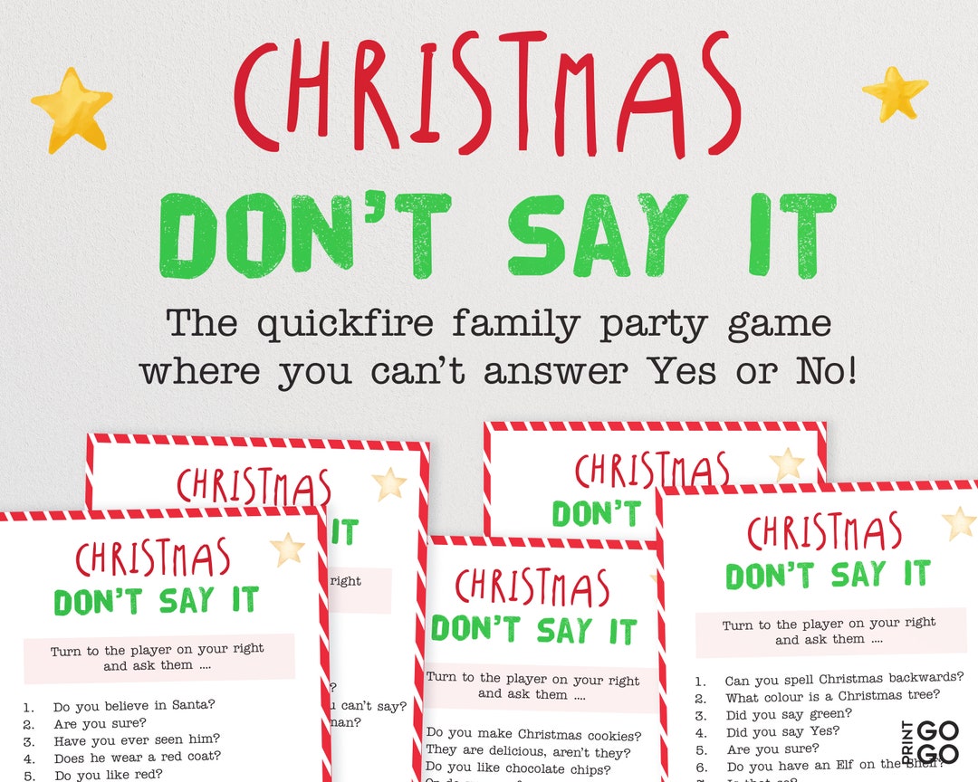 Christmas Don't Say It the Quick Fire Family Party Game - Etsy