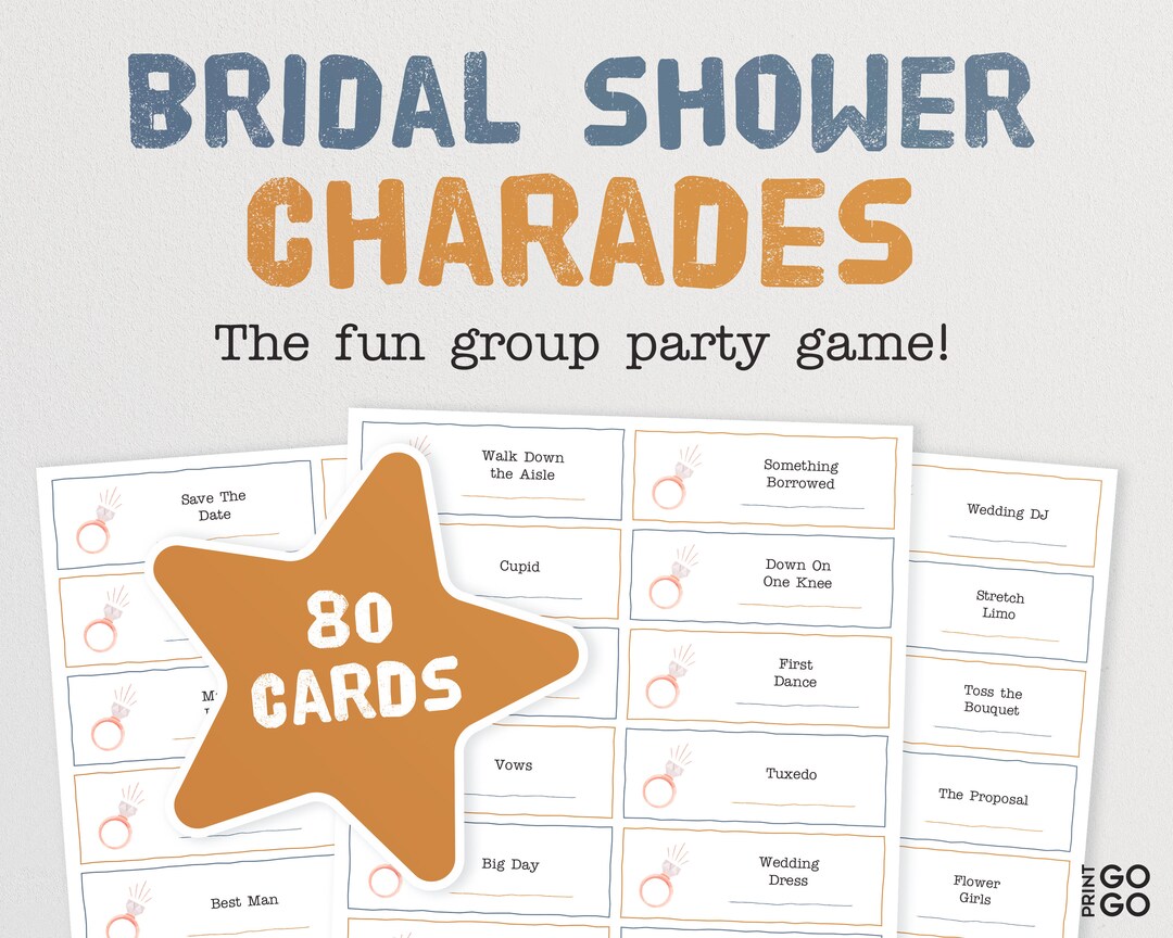 Wedding / Bridal Shower Charades the Fun Group Party Game of - Etsy