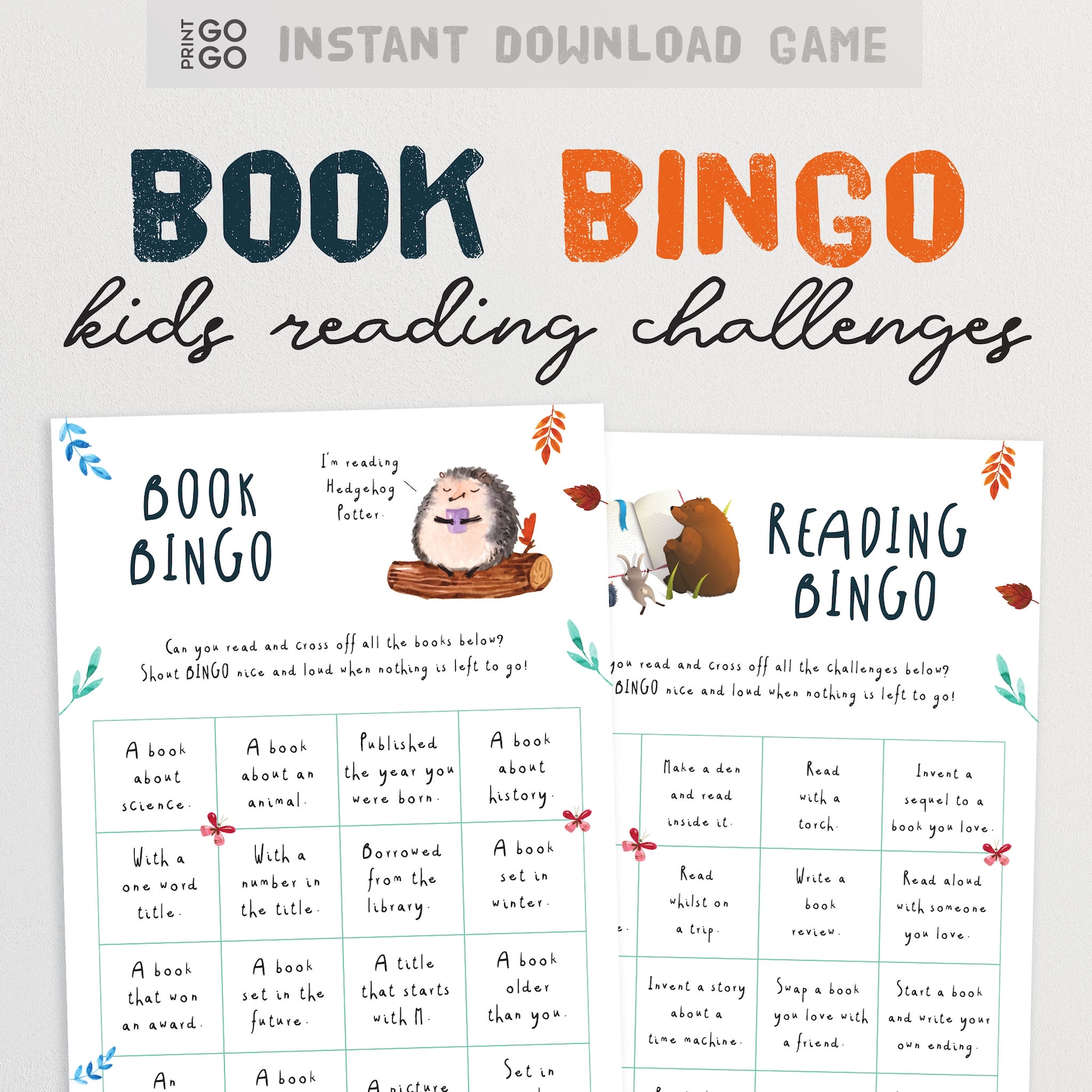 Book Bingo for Kids Kids Reading Bingo Reading Challenges for Children ...