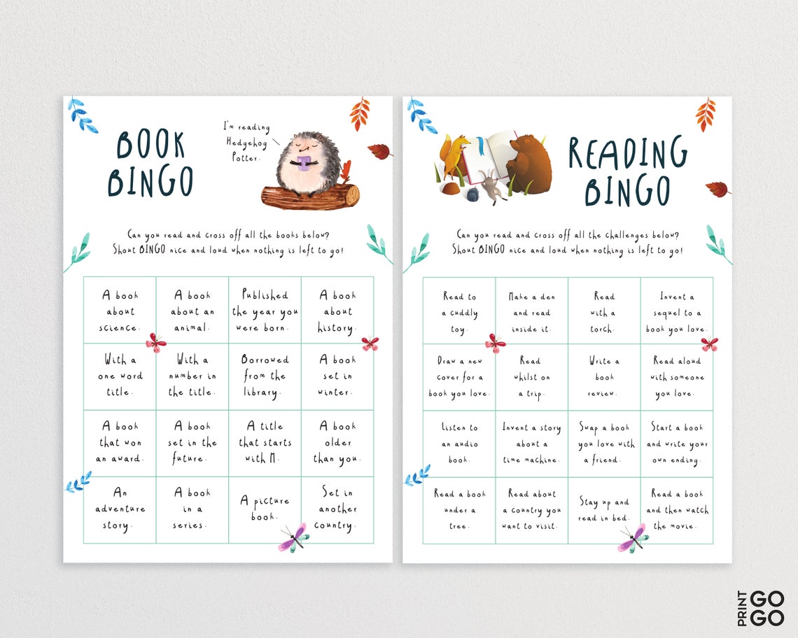 Book Bingo for Kids Kids Reading Bingo Reading Challenges - Etsy