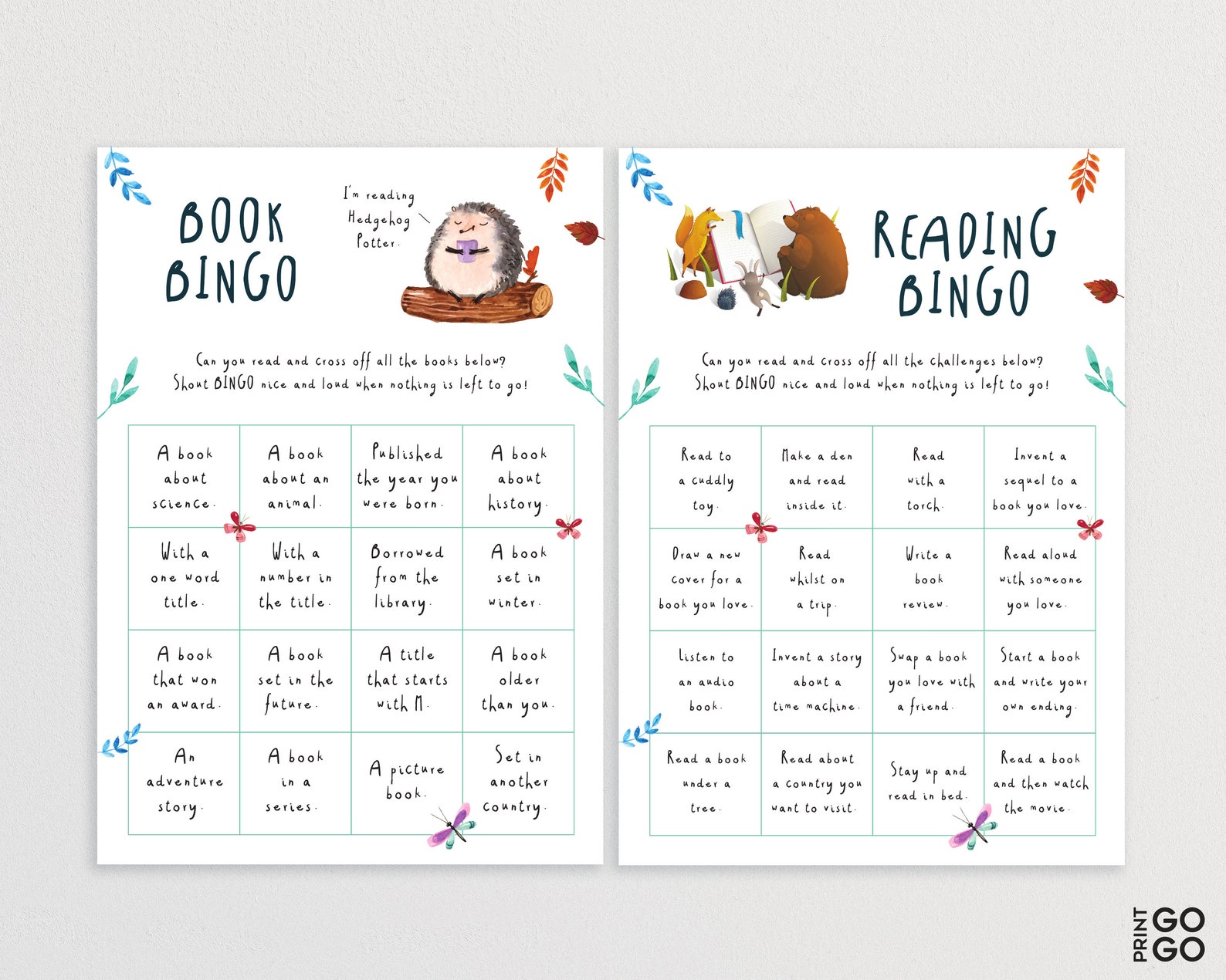 Book Bingo for Kids Kids Reading Bingo Reading Challenges - Etsy