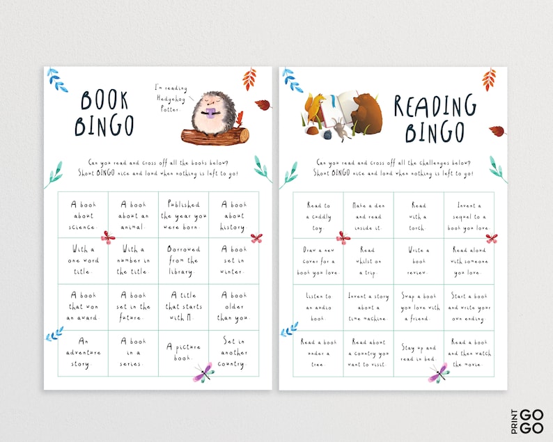 Book Bingo for Kids Kids Reading Bingo Reading Challenges - Etsy
