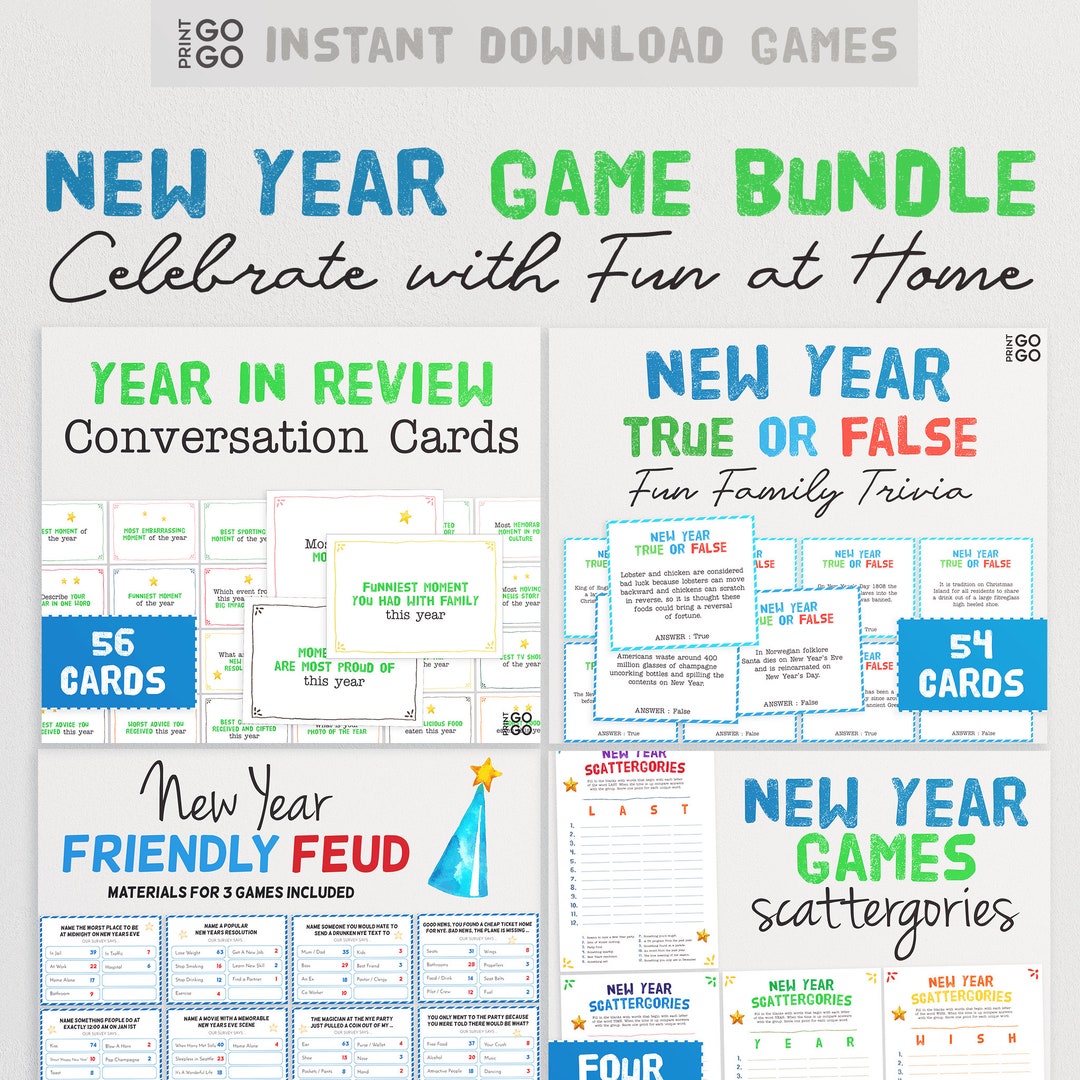 New Year Game Bundle - Celebrate and Bring in 2024 by Having Fun ...