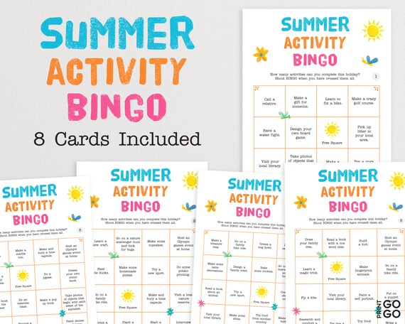 Summer Activity Bingo Cards Boredom Busting Ideas for Kids - Etsy