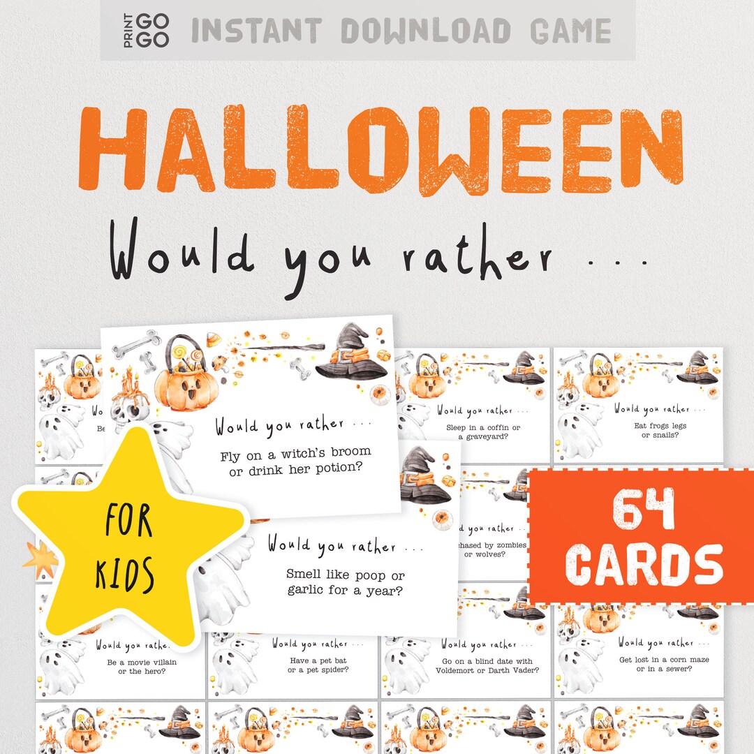 Halloween Would You Rather Cards - the Fun Halloween Party Activity for ...