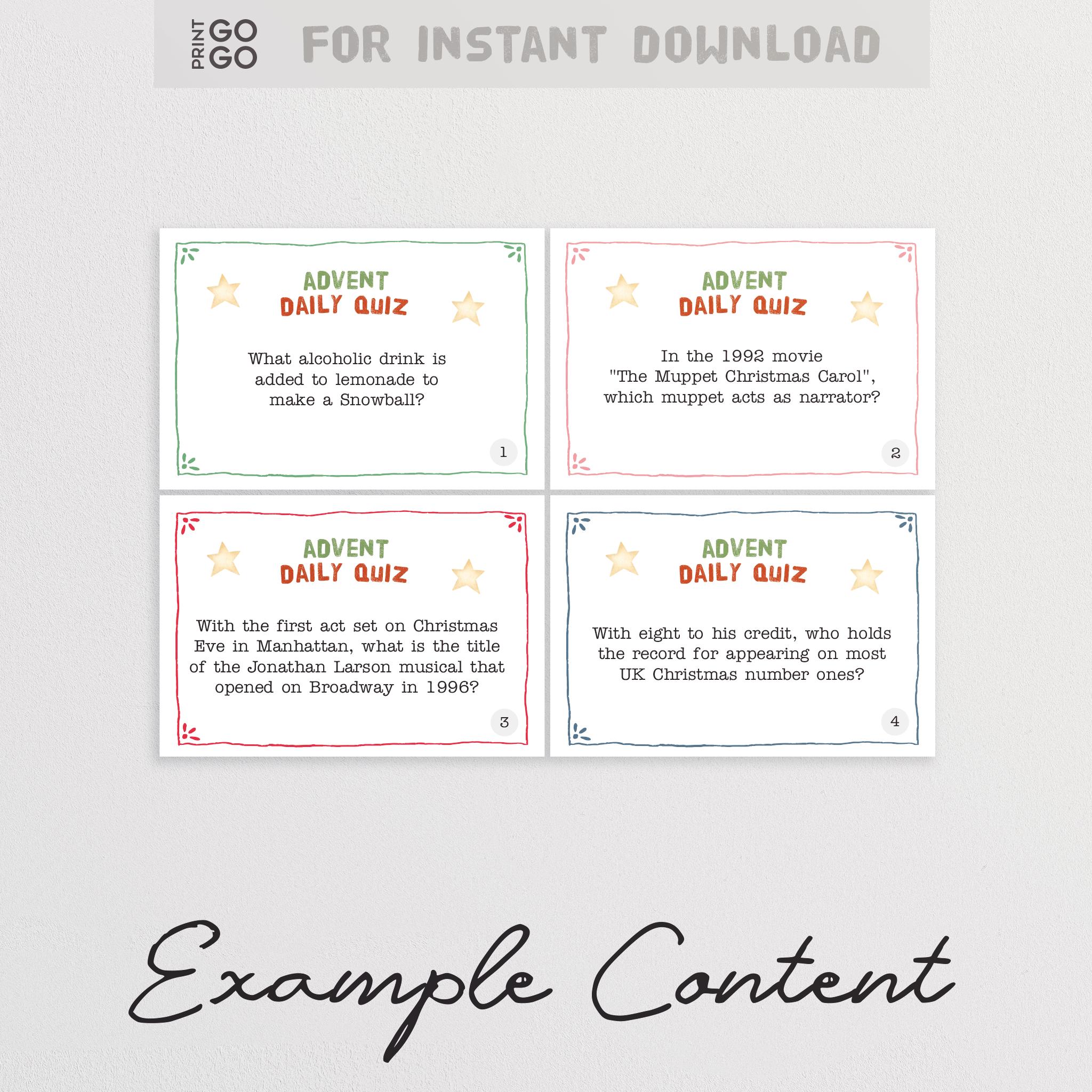 Quiz Advent Cards - A Fun Way to Countdown Christmas | 48 Christmas ...