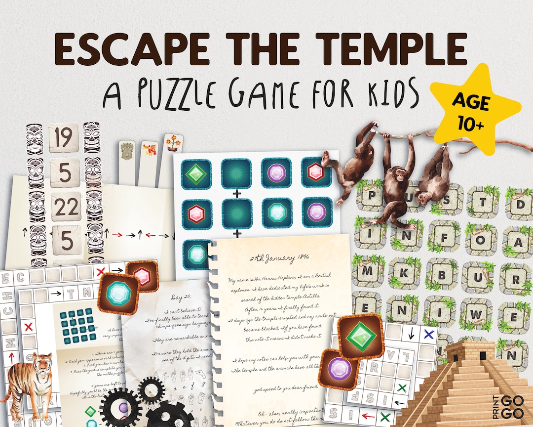Escape the Temple Puzzle Game for Kids Family Escape Room - Etsy UK