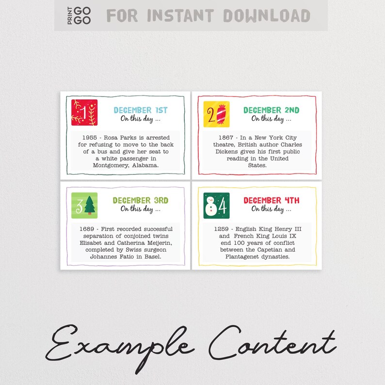 On This Day ... Advent History Cards - A Fun and Educational Way to ...