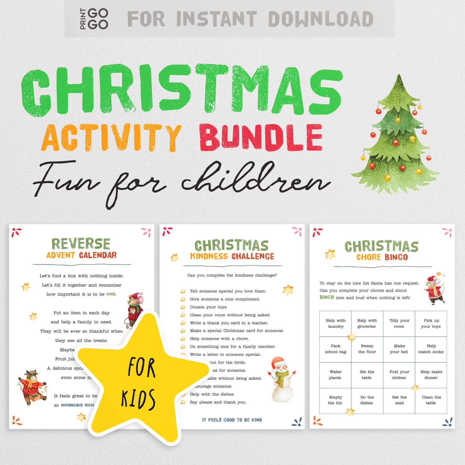 Christmas Activity Bundle for Kids | Kindness Challenge | Reverse ...